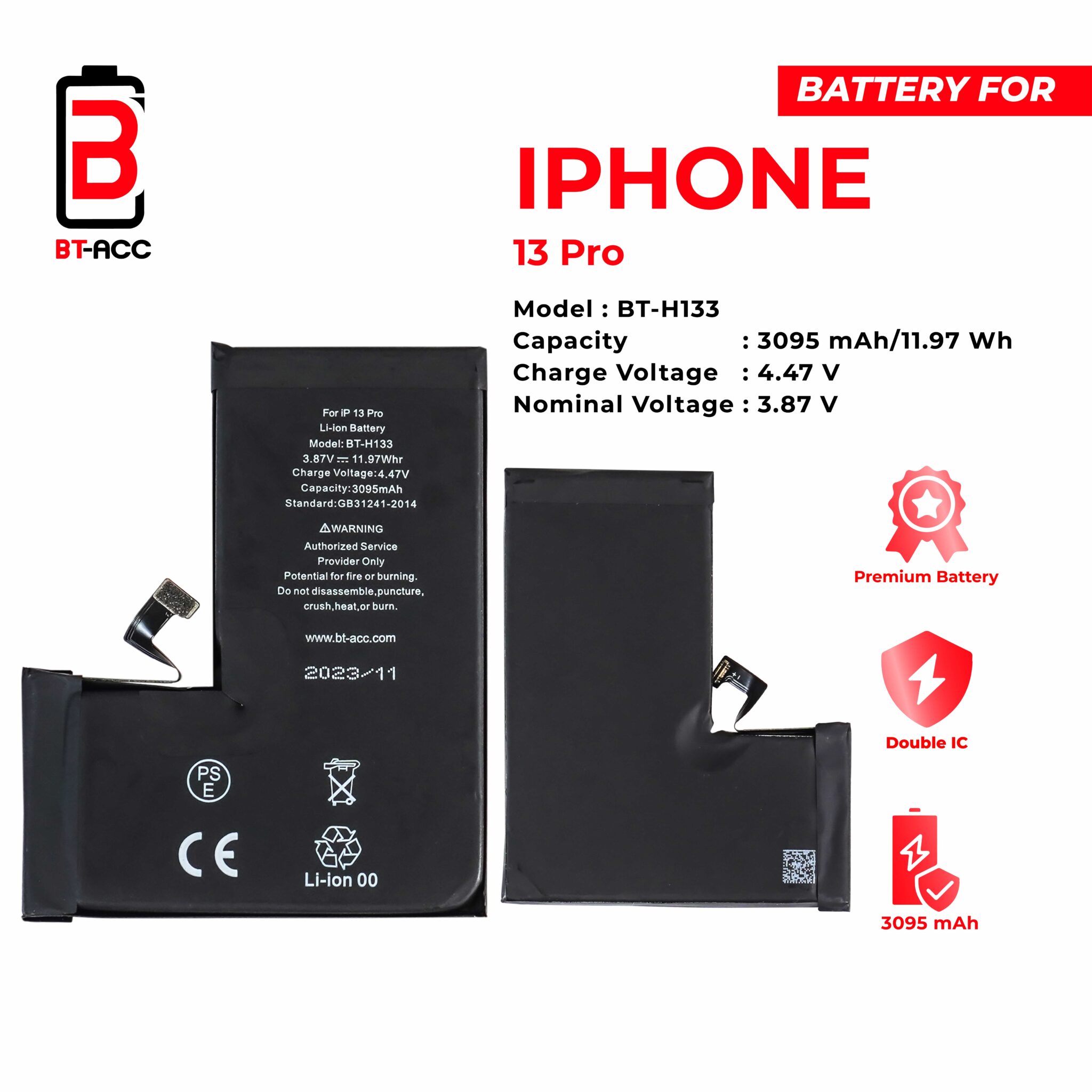 BT-ACC Baterai iPhone 13 Pro (3095 mAh) | BT-ACC